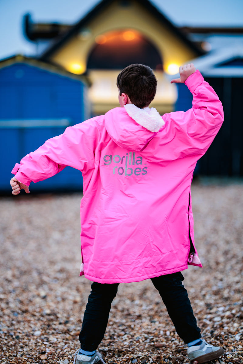 Full Zip ECO Waterproof Dry Changing Robe - Kids - Pink (age 1 to 12 ...
